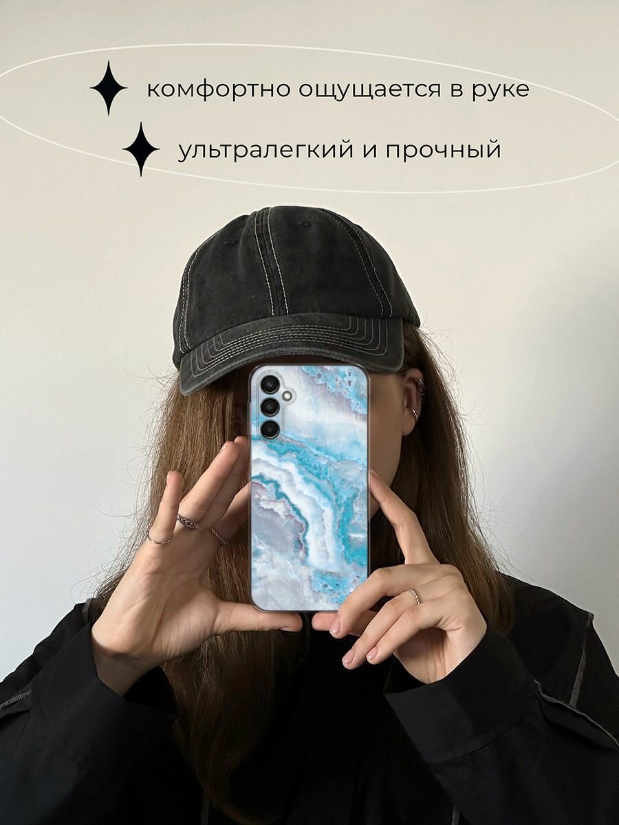 Чехол на Samsung Galaxy A24 / Самсунг Галакси A24 с принтом "Нежно-голубой мрамор" — фото 1