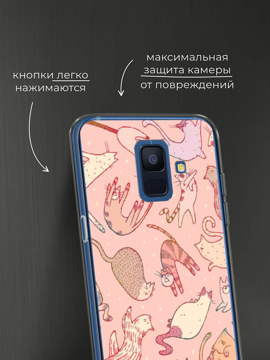 Чехол на Samsung Galaxy A6 / Самсунг Галакси А6 с принтом "Розовое счастье" — фото 1