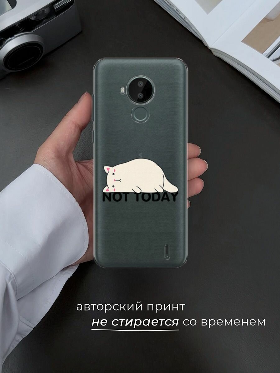 Чехол на Nokia C30 / Нокия C30 с принтом "Cat not today", прозрачный — фото 1