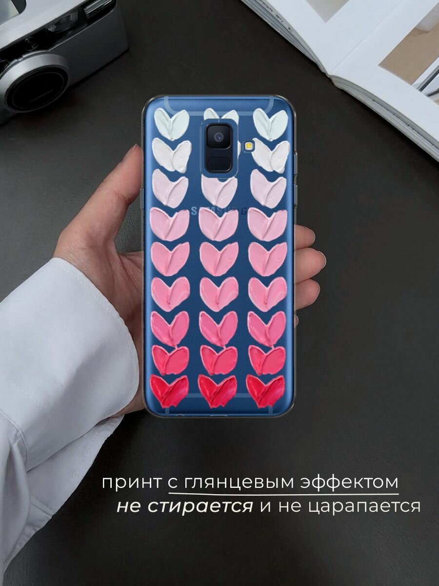 Чехол на Samsung Galaxy A6 / Самсунг Галакси А6 с принтом "Градиент из сердечек" — фото 1
