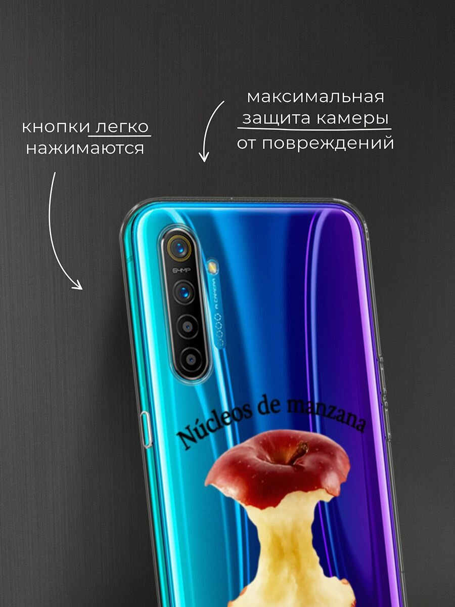 Чехол на Realme XT / Реалми XT с принтом "Съеденное яблоко 2", прозрачный — фото 1