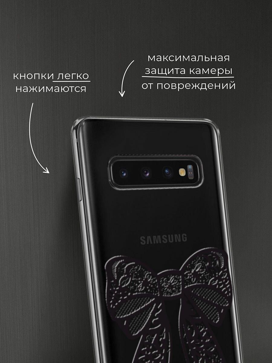 Чехол на Samsung Galaxy S10 + / Самсунг Галакси S10 Плюс с принтом "Черный сетчатый бант 2" — фото 1