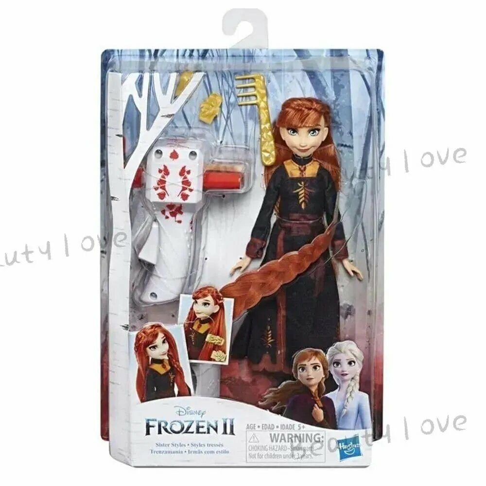 Hasbro Disney Frozen 2 Sister Styles Anna Замороженный Дисней Модная кукла, с удлиненными рыжими волосами, c инструментом для плетения кос и заколками для волос, Игрушка для детей от 5 лет