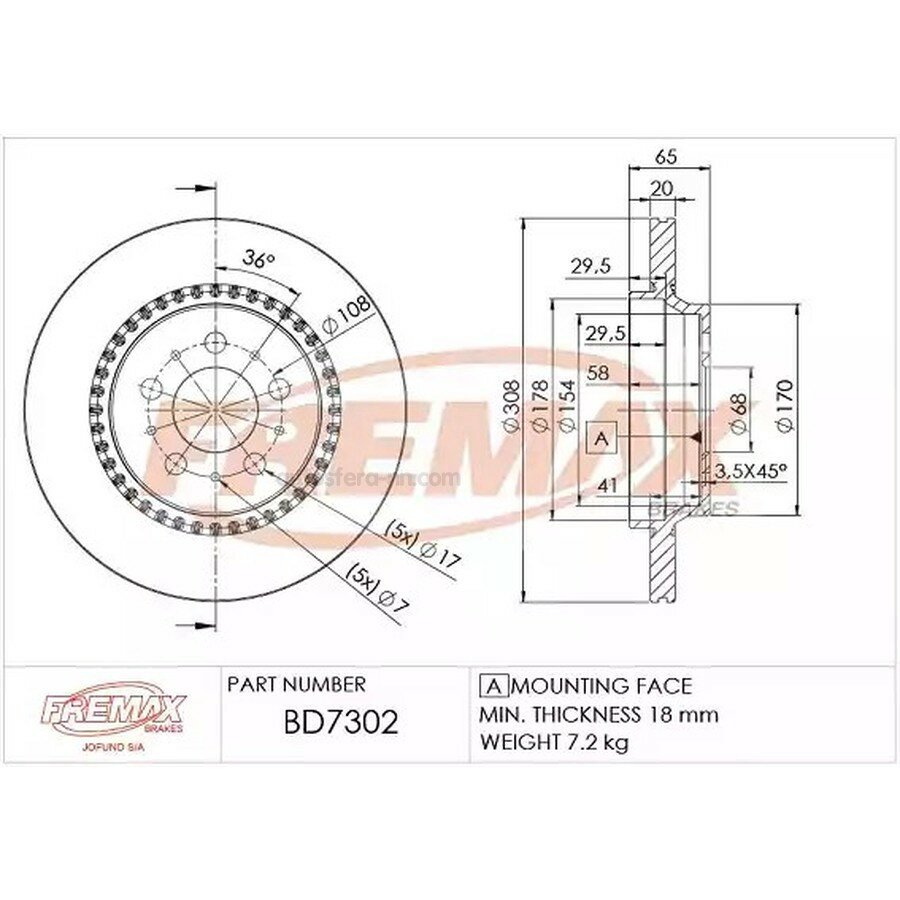 FREMAX BD7302 диск тормозной задний!\ Volvo XC90 2.5T/D5/T6 02>