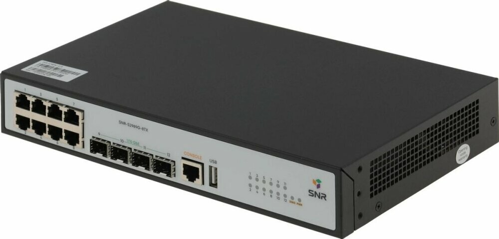 Коммутатор SNR SNR-S2989G-8TX-POE (L2+) 1Гбит/с 4SFP+ 8PoE 125W управляемый