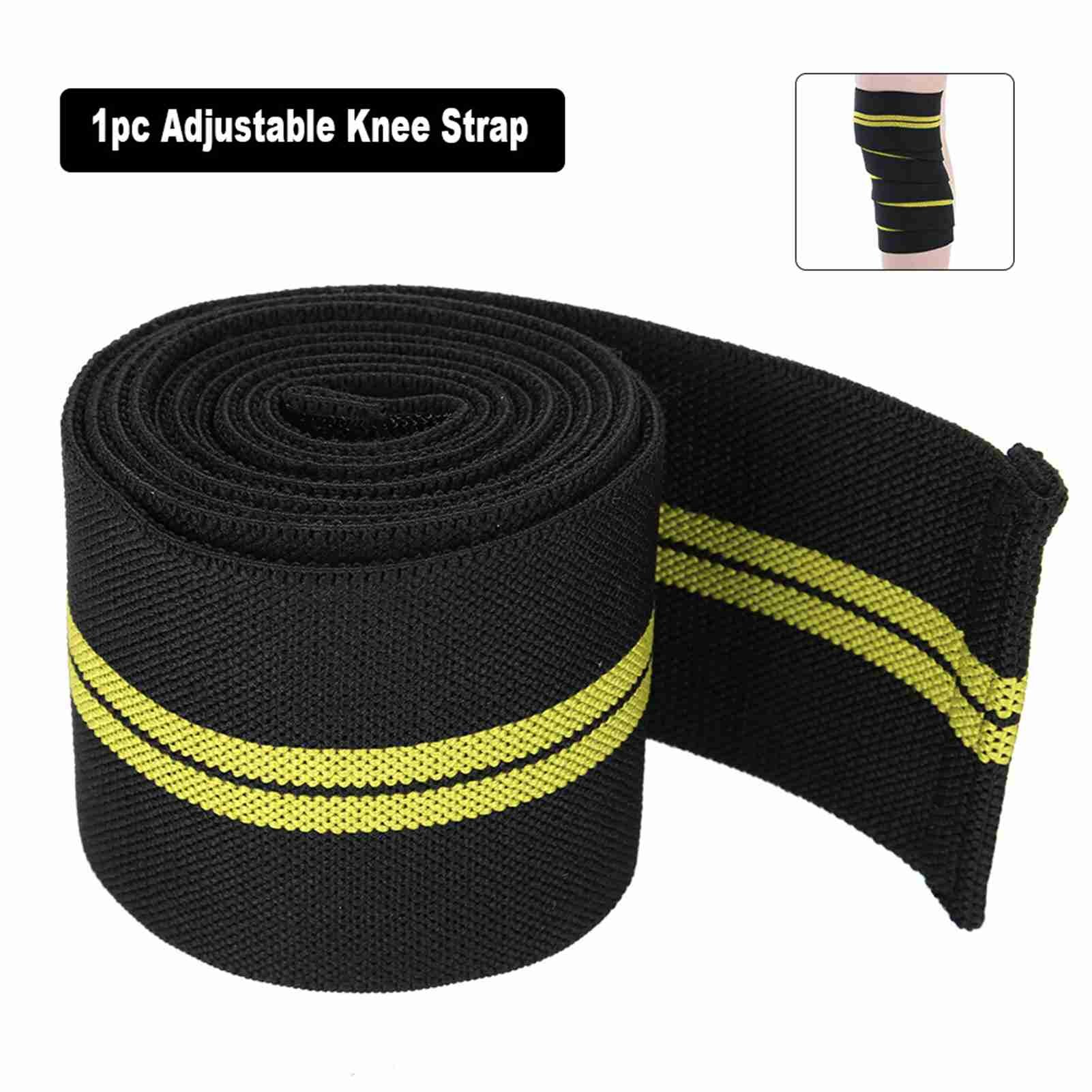 Adjustable Knee Strap Guard High Elasticity Support Brace for Football Basketball Sports Black and Yellow