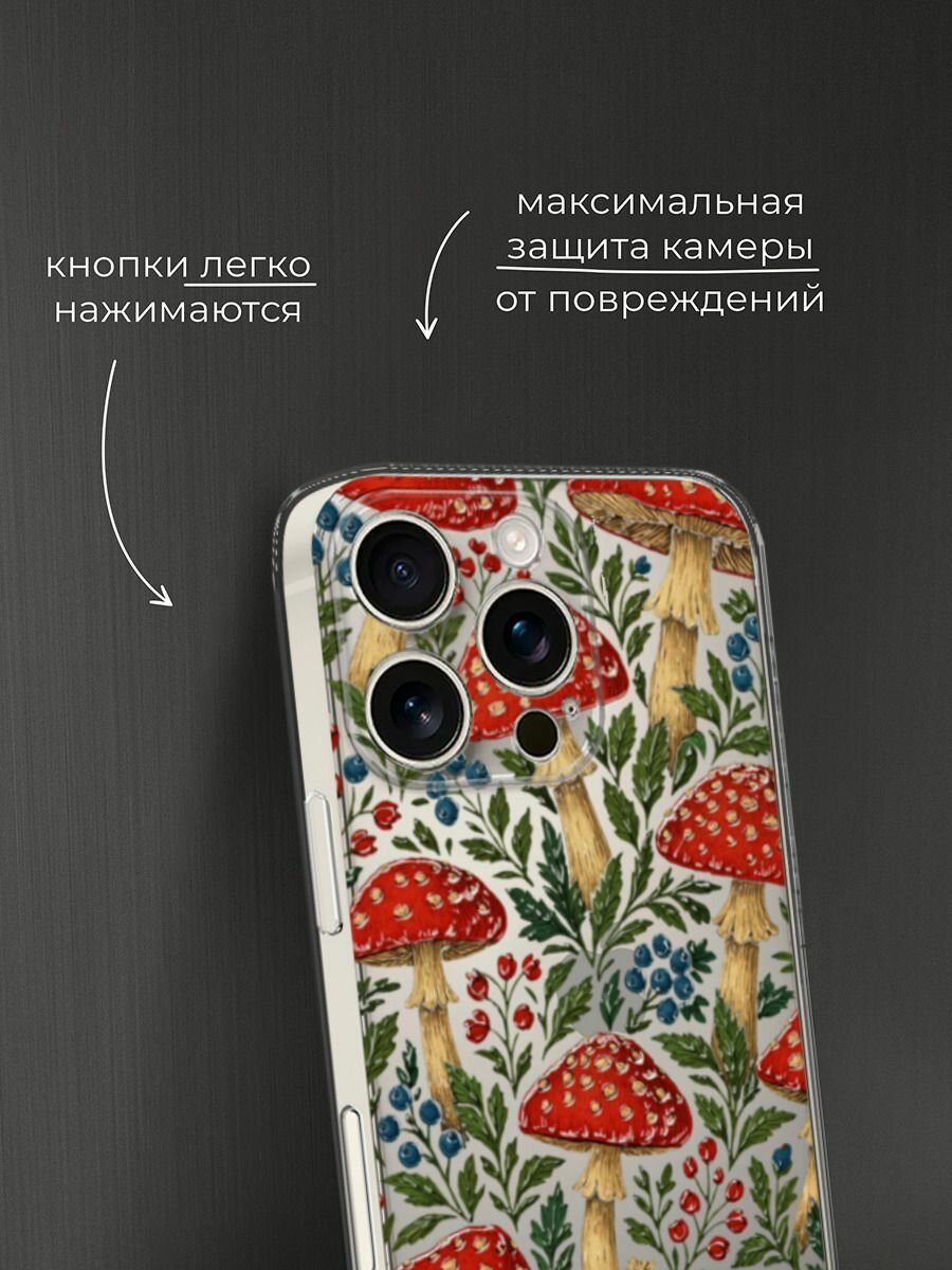 Чехол на Apple iPhone 16 Pro / Айфон 16 Про с принтом Мухоморы — фото 1