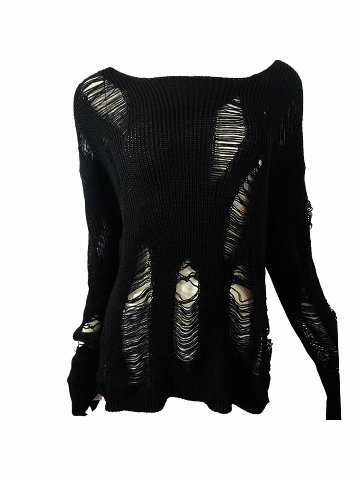 Готический свитер с асимметричным плечом