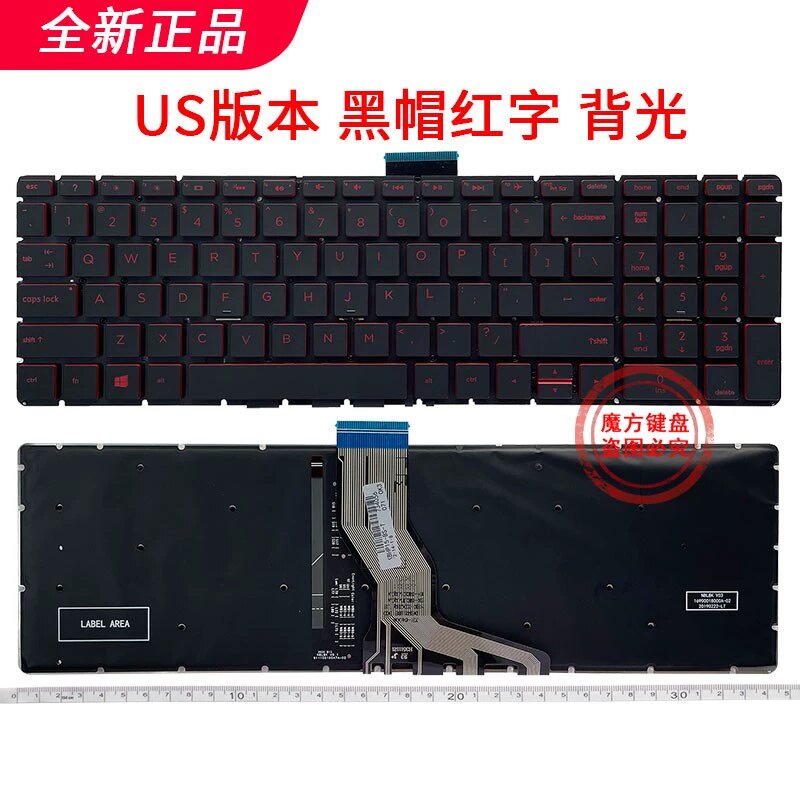 Подходит для клавиатуры HP 15-BS TPN-C129 C130 Q192 Q193 Q191 Q222 Q230 Q201 (Аутентичная модель) (черный/красный