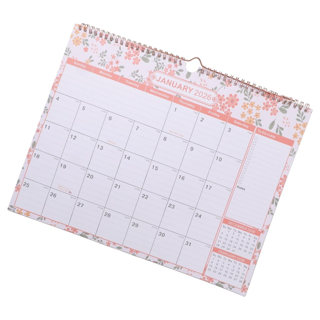 Английский настенный календарь на 1 2026 год-свежие цветы