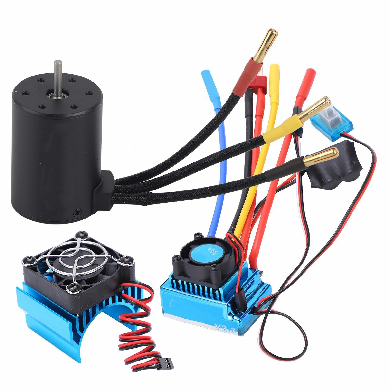 3650 2300KV Водонепроницаемый 4 Полюсный Бесщеточный Двигатель 80A ESC Радиаторный Набор для 1/10 RC Автомобиля