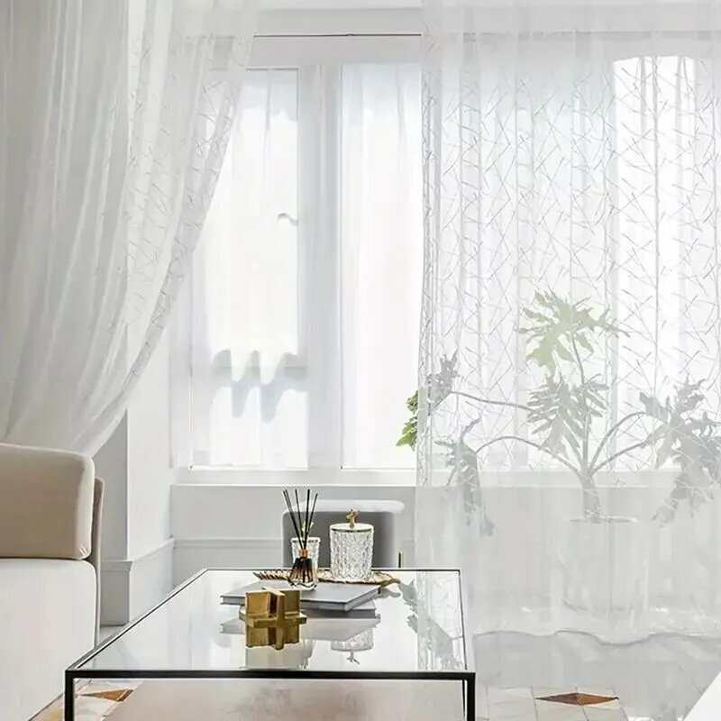IKEA Тюль 150x265 см крепление Люверсы, белый