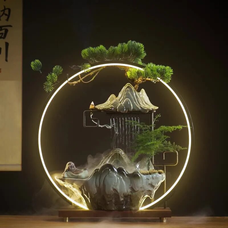 Увлажнитель воздуха, новый китайский фонтан рабочего стола с циркулирующей водой, креативный чайный стол творческий маятник.