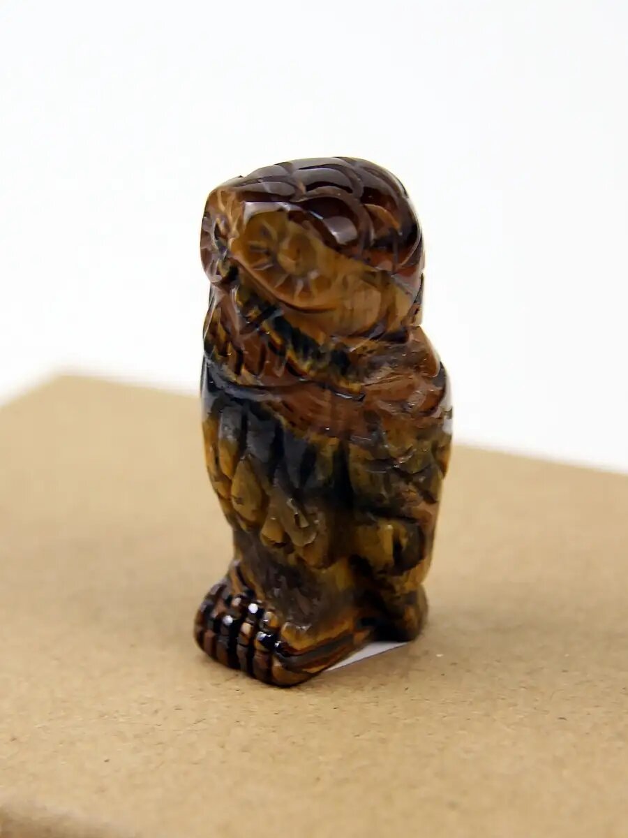 Фигурка сова из натурального камня тигровый глаз. Талисман. Амулет. Оберег