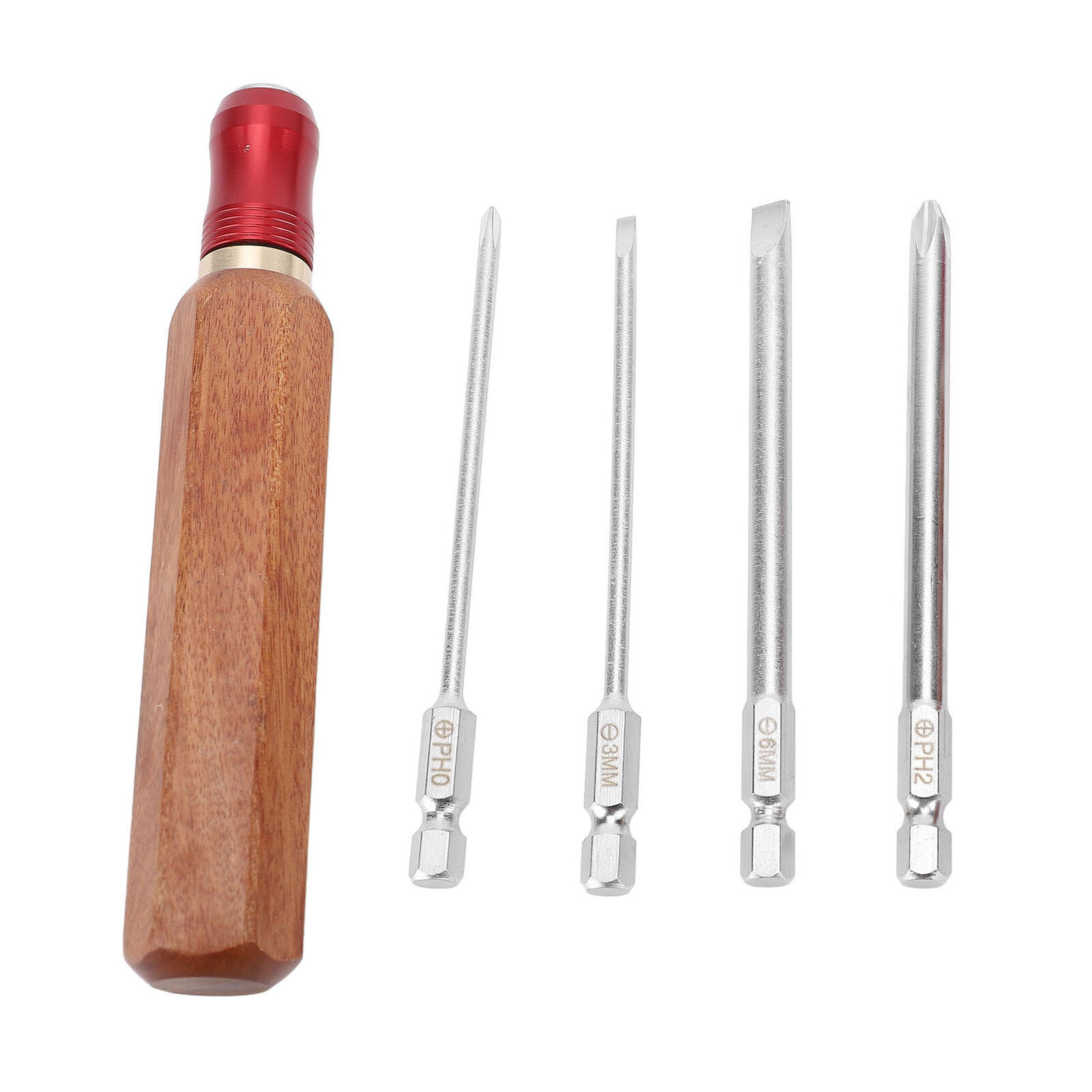 Быстросменные биты для отвертки с нескользящей деревянной ручкой, шлицы 6 мм, 3 мм, PH2, PH0, крестообразные биты, для дома и деревообработки.