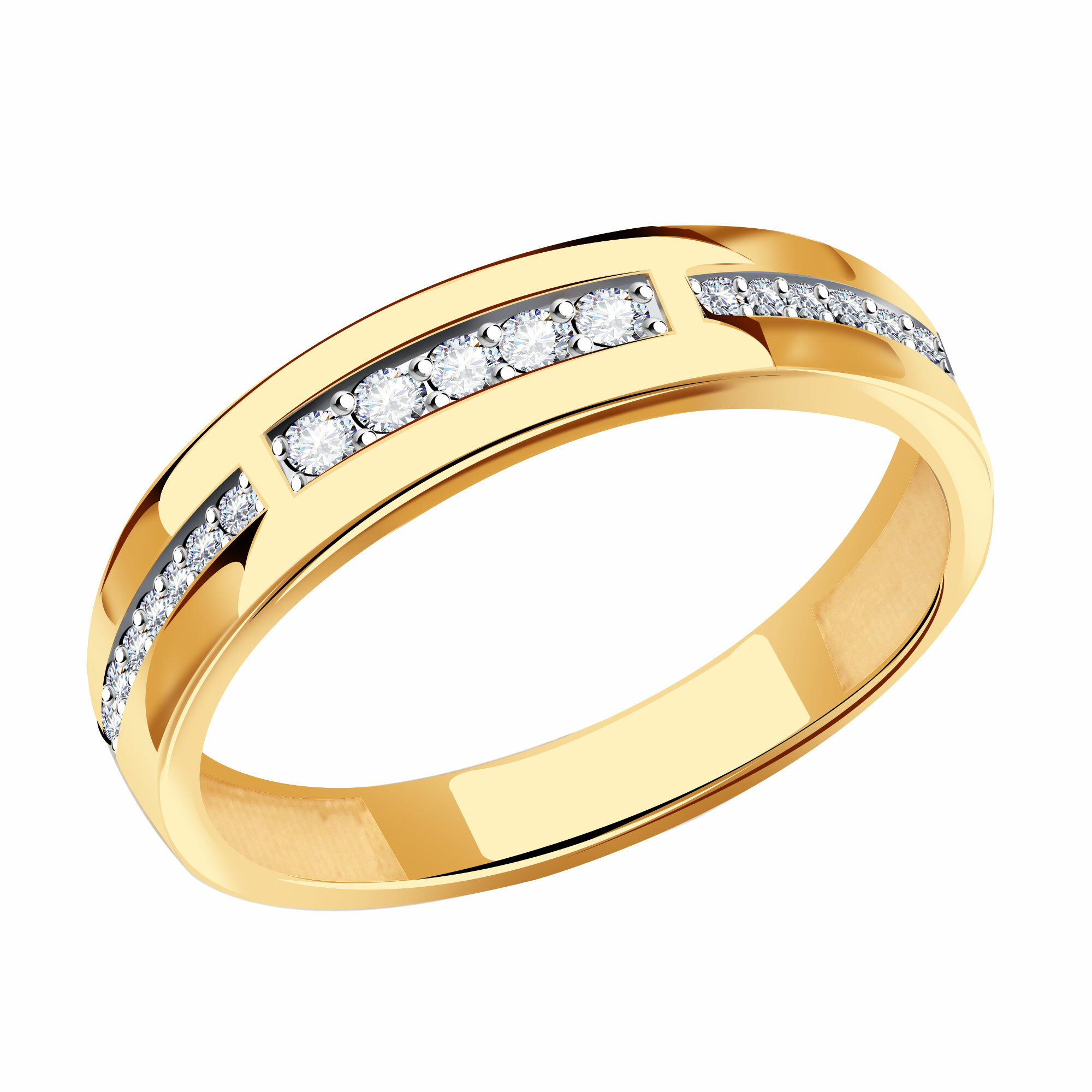 Кольцо Diamant online, красное золото, 585 проба, фианит
