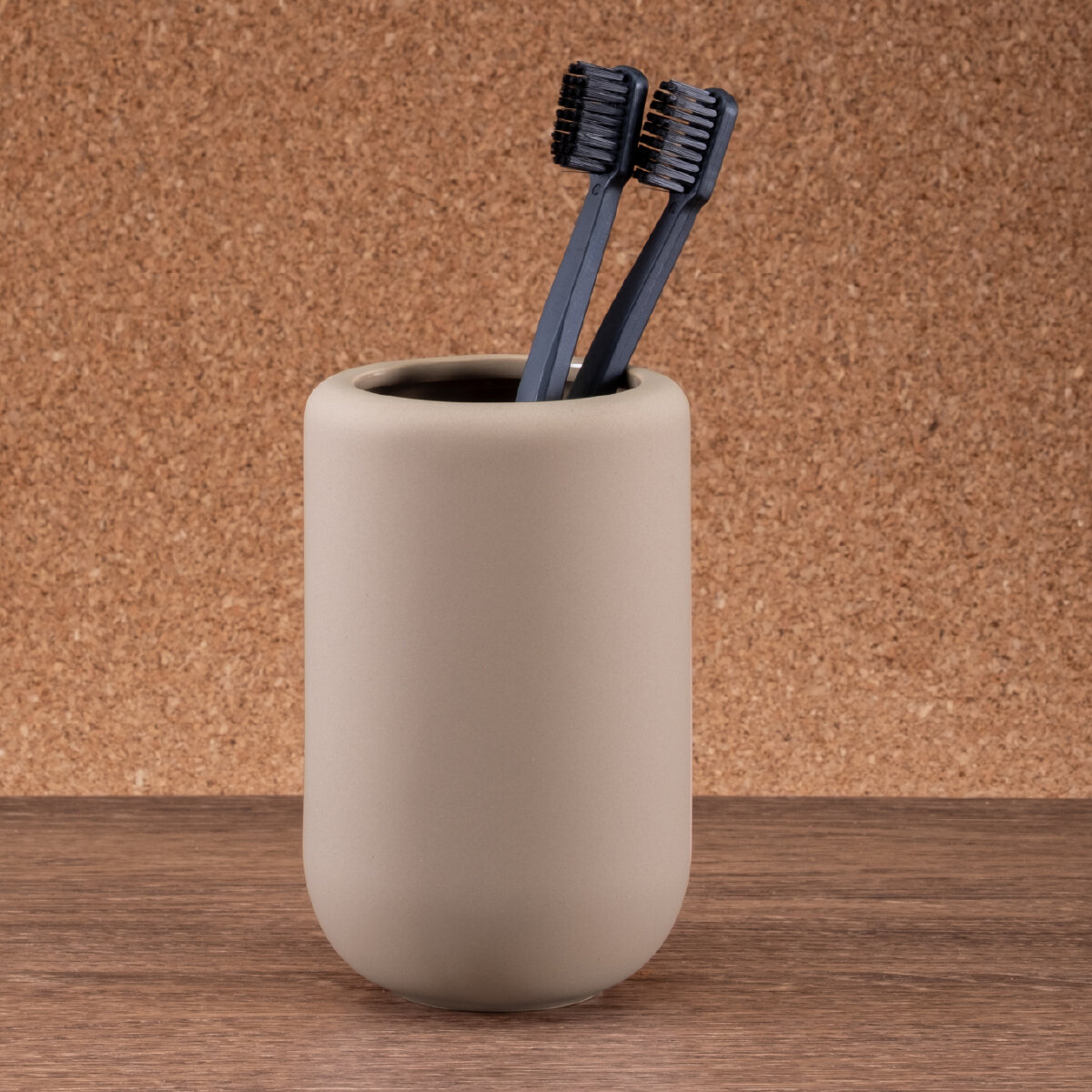 Стакан для зубных щеток керамический с покрытием soft touch, Terapy бежевый