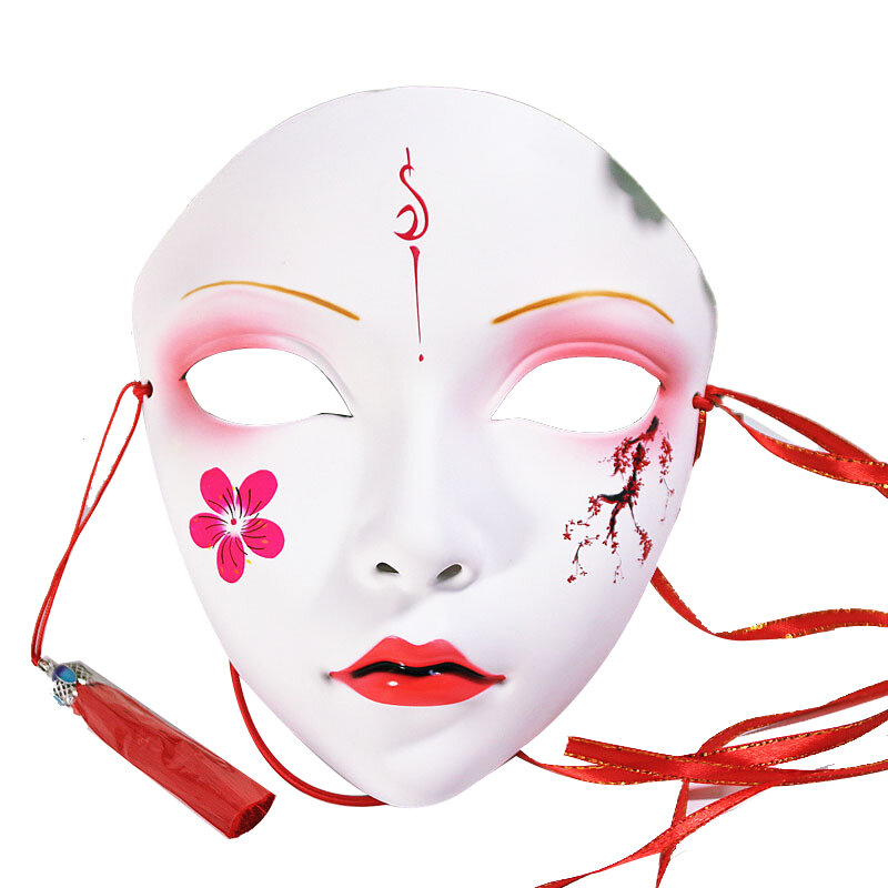 Маска Кабуки Кицунэ из ПВХ, Женская анималистическая маска для косплея