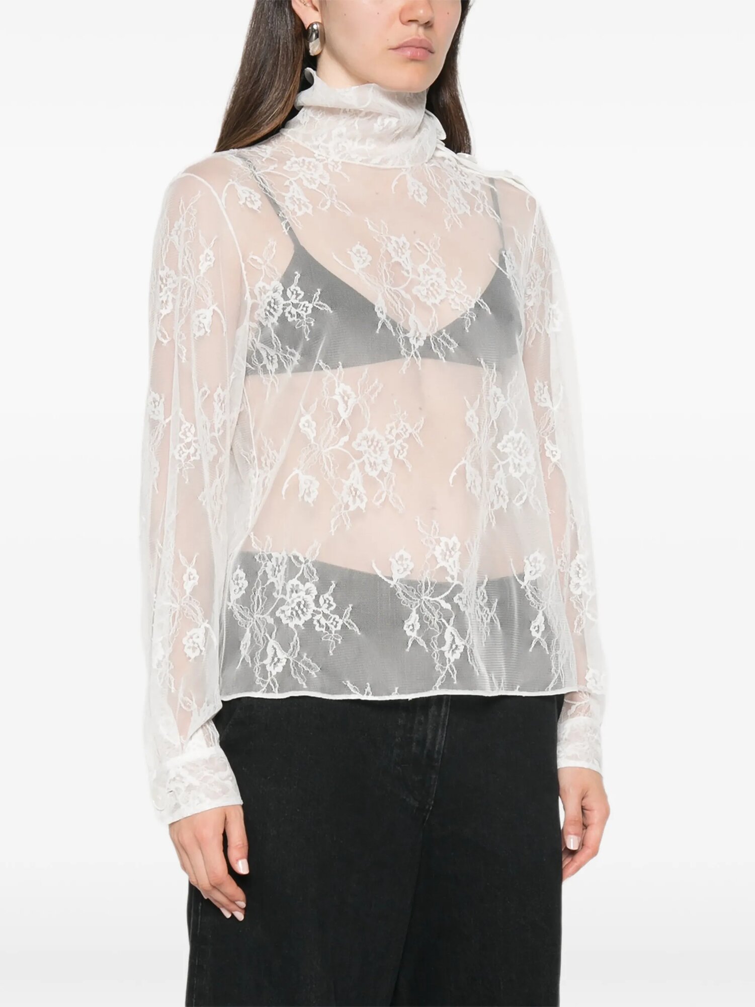Топ PATRIZIA PEPE Lace button-detail top, размер 34, белый — фото 1