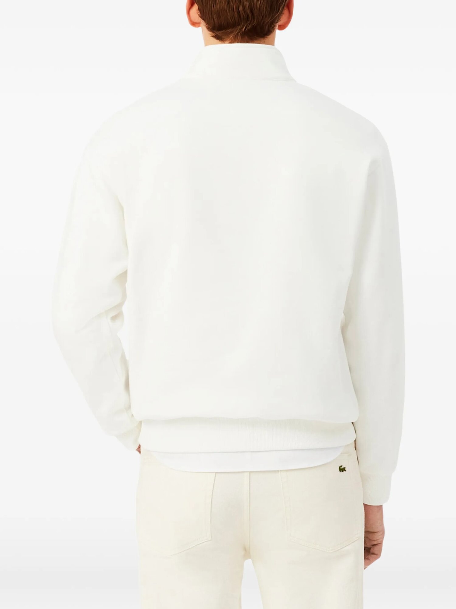 Толстовка LACOSTE Logo-patch half-zip sweatshirt, размер M, , бежевый/белый — фото 1
