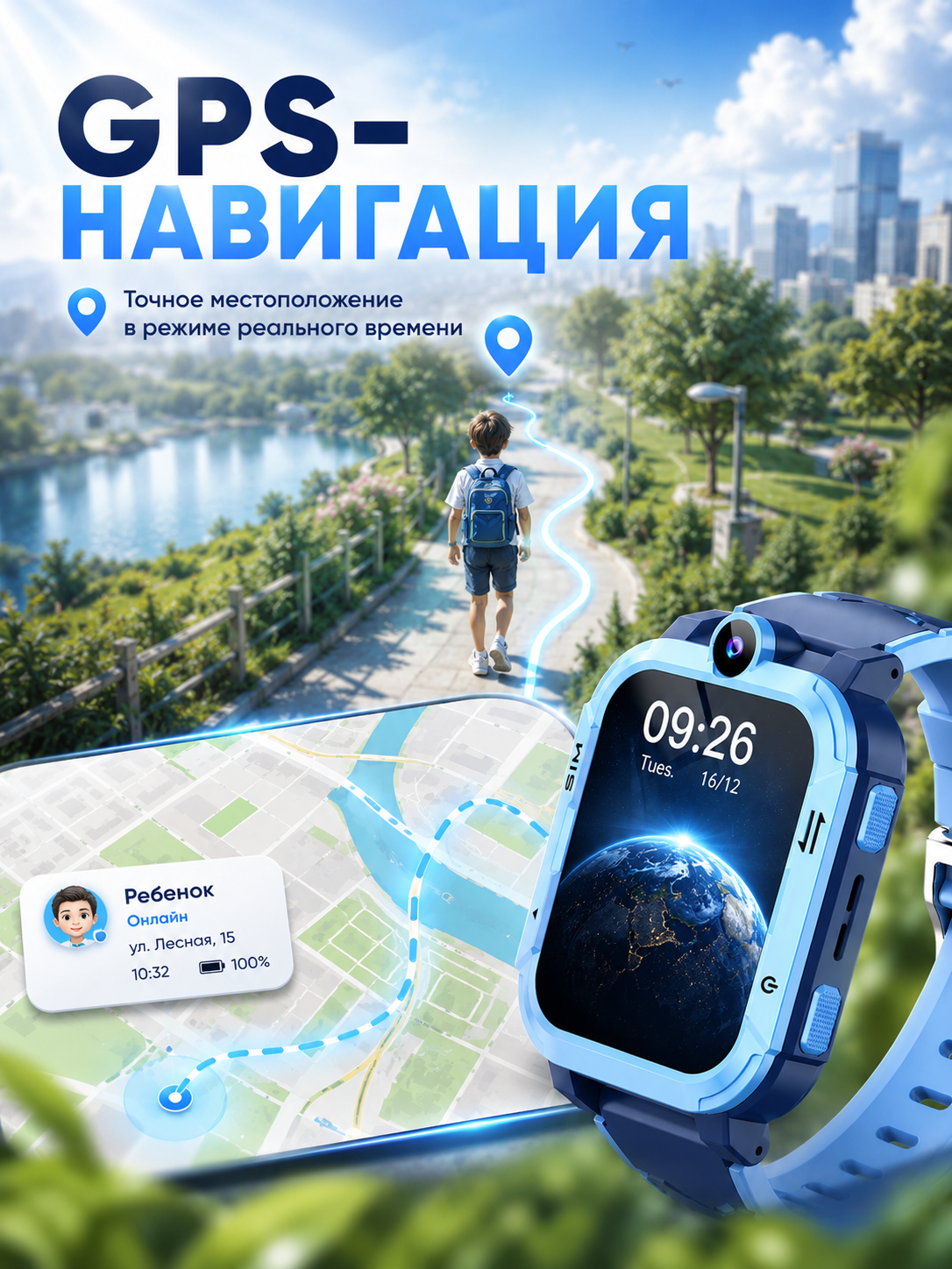 Смарт часы детские с МАХ и AMOLED экраном, с виброзвонком, видеозвонком, обратным звонком, мощной батареей — фото 1