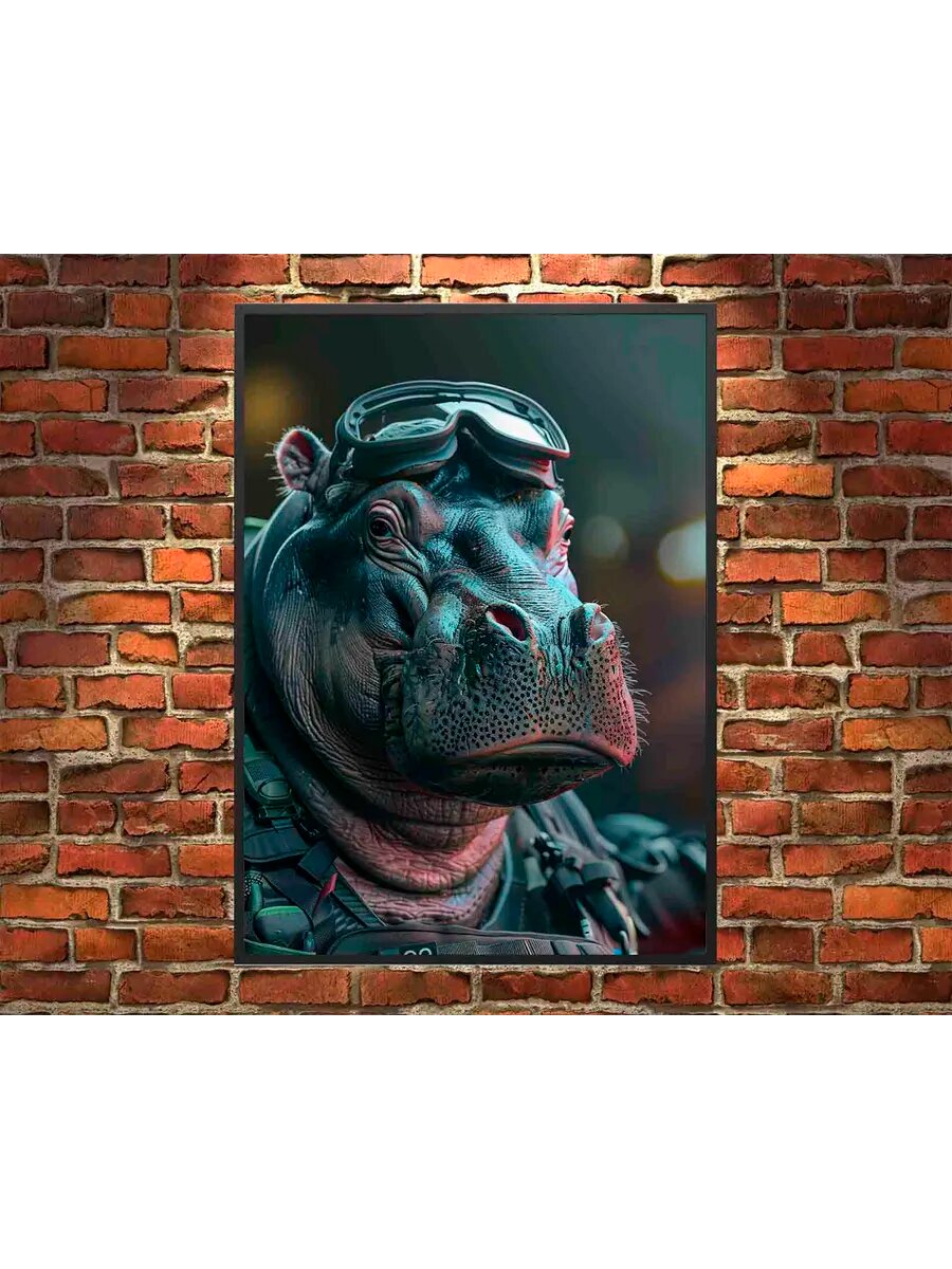 Бегемот-животное-солдат 2, Плакат 30x42см