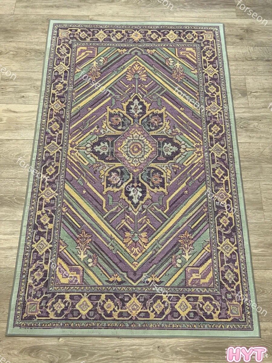 Ковер 100x200 см, прямоугольный, полиэстер FR, стиль ар-деко, цвет 4GN