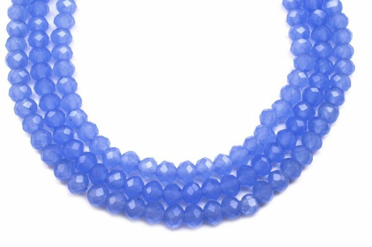Бусина стеклянная Рондель 4х3мм, цвет голубой, имитация нефрита, 506-013, 1 нить (около 115шт, около 41см)