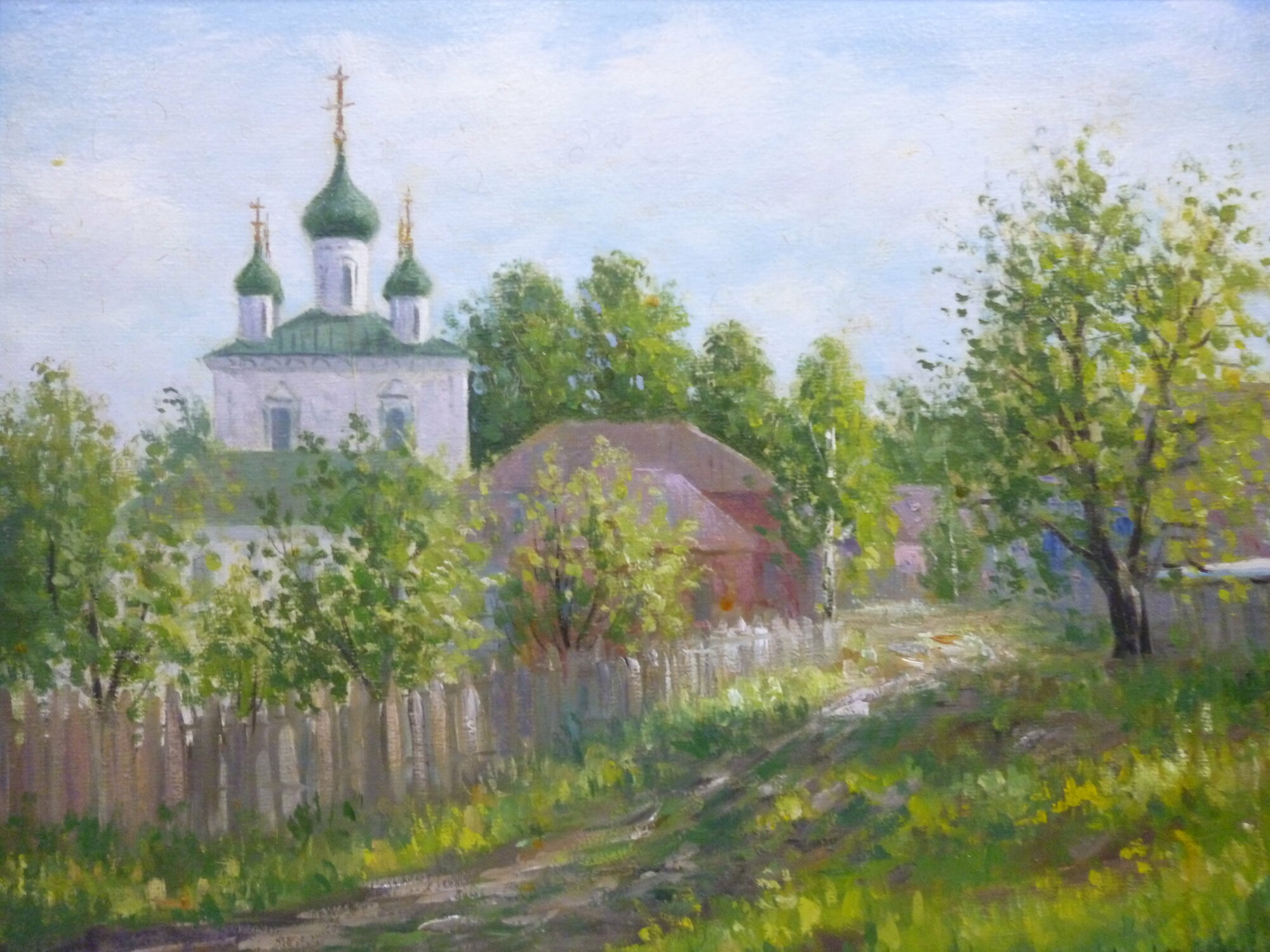 "Гороховец", городской пейзаж, авторская работа, 1985 год, художник Крохин В, размер 30см / 40см, холст/масло, на подрамнике
