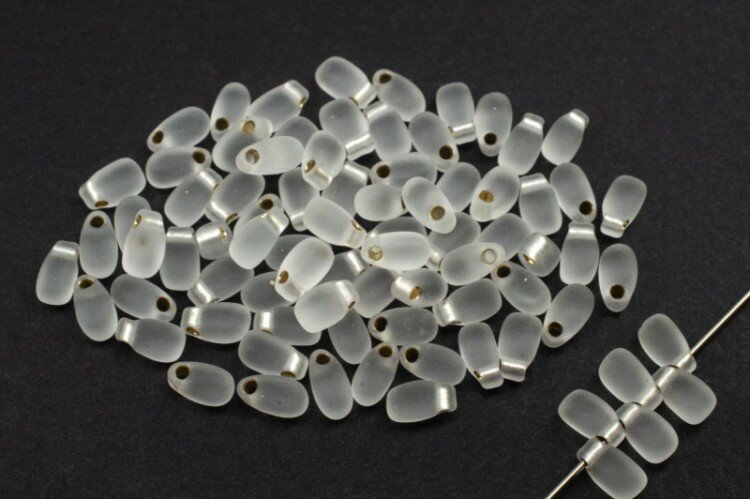 Бисер MIYUKI Long Drop #0001F хрусталь, матовый, серебряная линия внутри, 10 грамм