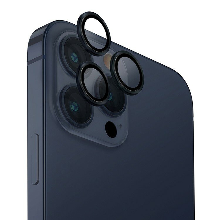 Uniq стекло для камеры iPhone 15 Pro, OPTIX Camera Lens protector Aluminium, Dark Blue (3 линзы)
