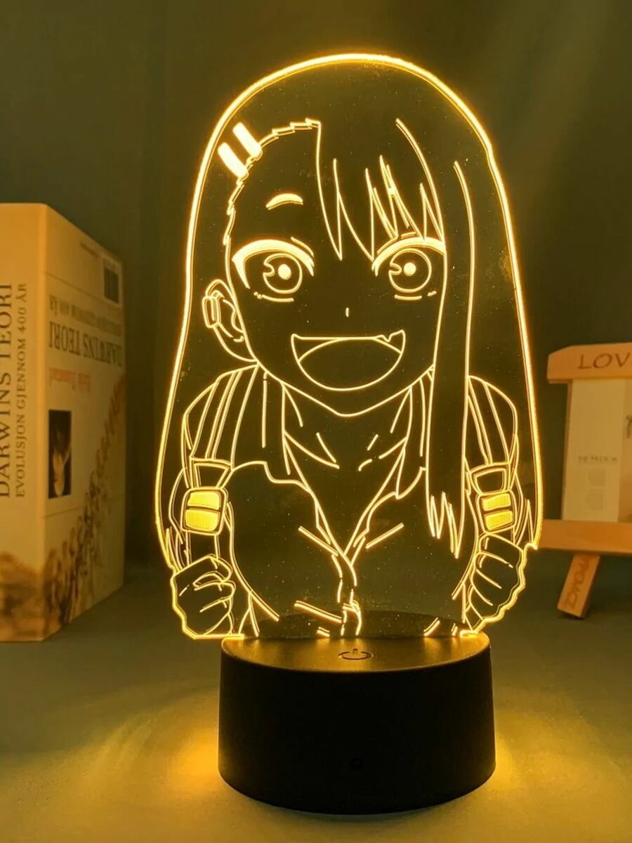 Ночник Аниме Не издевайся, Нагаторо - Anime Don't toy with me miss nagatoro. Подарок фанату аниме и манги — декор в комнату с любимыми персонажами, в стиле отаку и японской анимации.