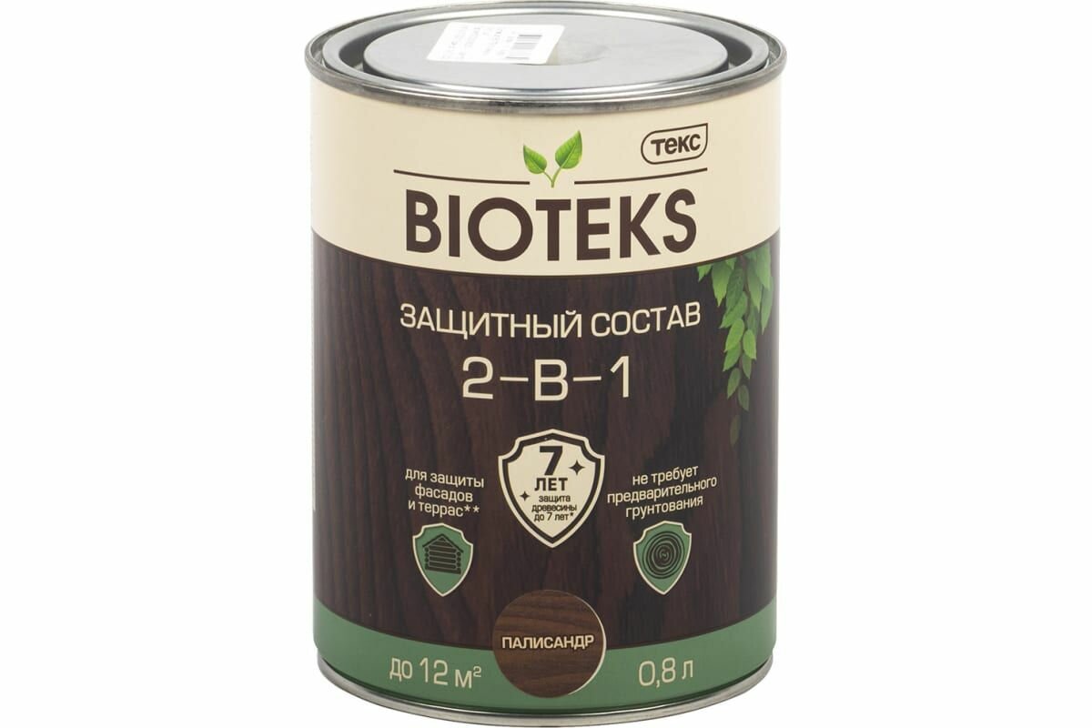 Текс BIOTEKS защитный состав 2-в-1 для наружных работ, палисандр (0,8л)