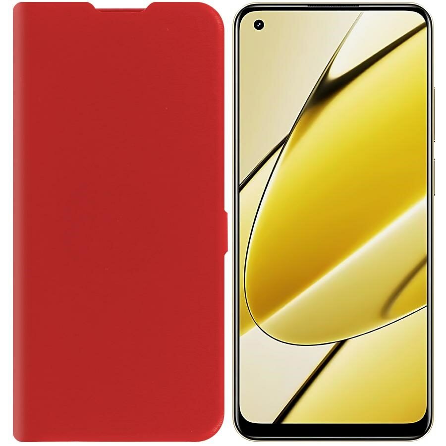 Чехол-книжка Krutoff Eco Book для Realme 11 4G красный, soft touch, искусственная кожа/полиуретан