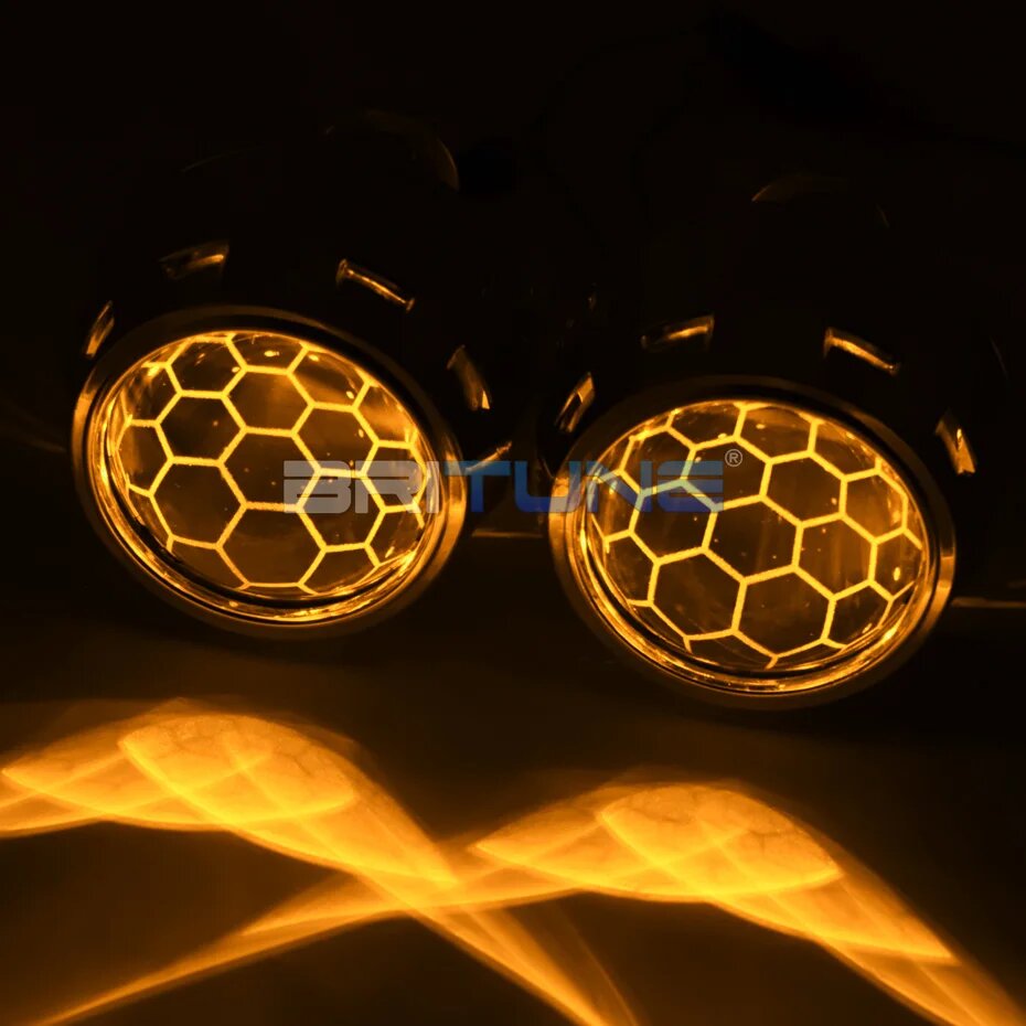 Биксеноновые линзы для фар объектив проектора HID со светодиодной подсветкой дьявольский глаз Super 2,5-дюймовая сотовая линза H4 H7 для тюнинга фар Комплект для укладки аксессуары для авто With Yellow Devil