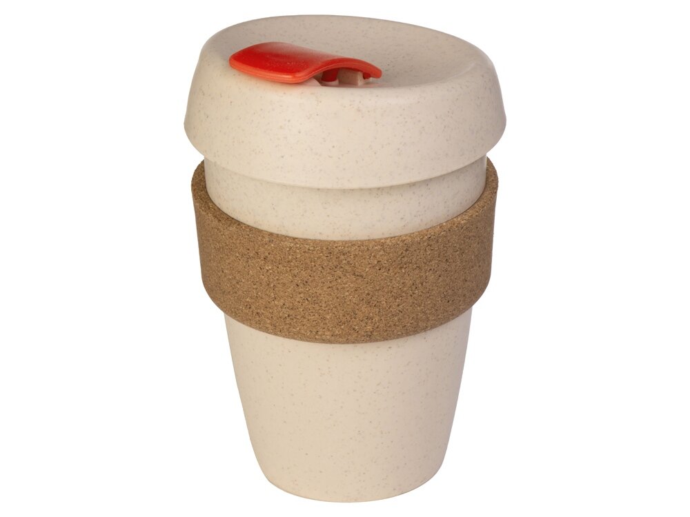 Стакан из пшеничного волокна с двойными стенками «Pino», цвет натуральный, коричневый, красный