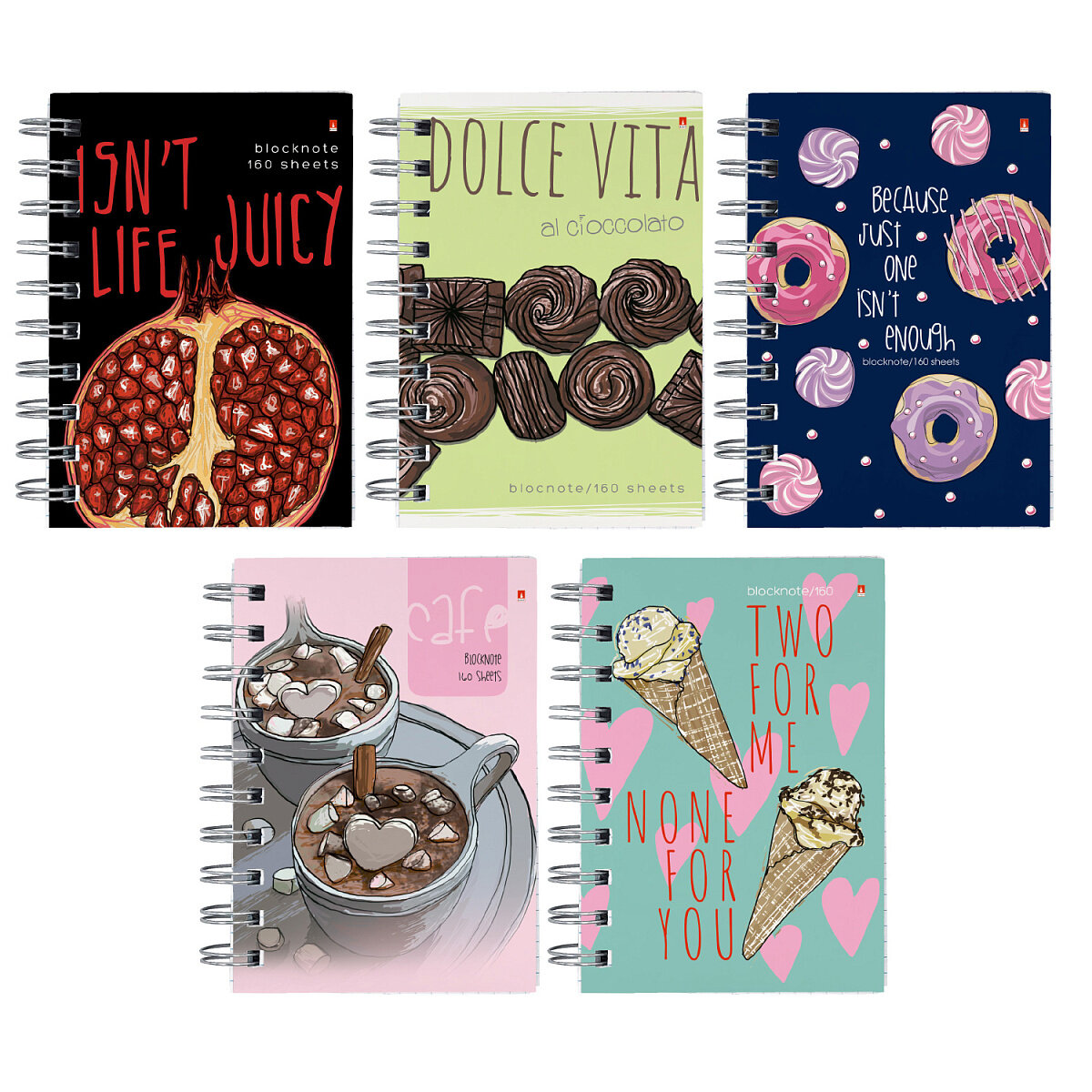 Блокнот Альт, А6 (105 х 130 мм) цветная 160 листов, Арт. 3-160-010/02, 5шт.