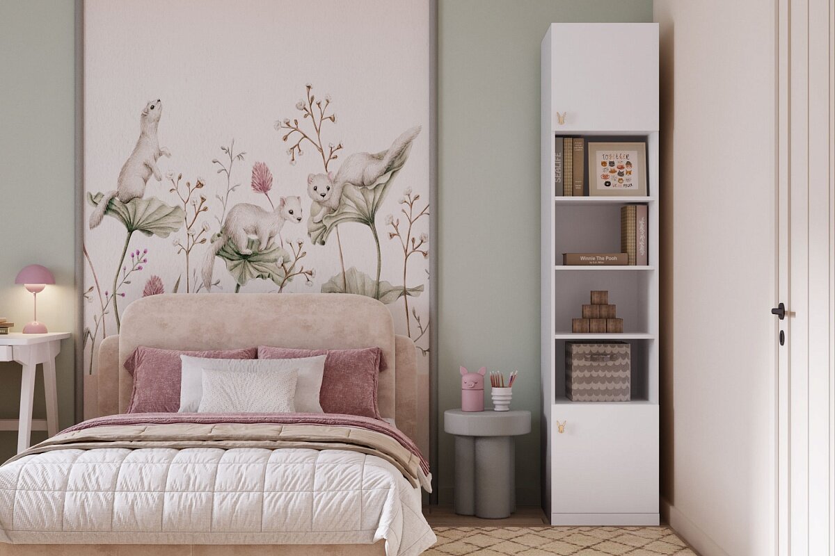 Пенал МебельЛэнд24 Банни Mini - 2 Белый 45x52x210 для одежды двухдверный