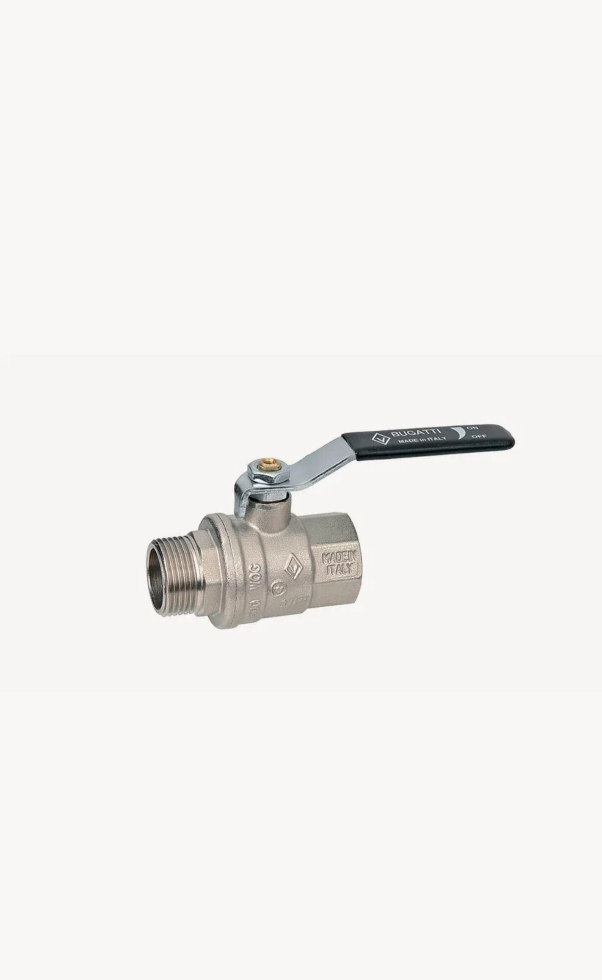 Кран шаровой полнопроходной Bugatti Oregon 306 - 1"1/4 (НР/ВР, PN25, ручка-рычаг черная стальная)