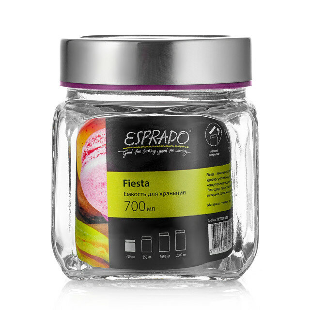 Емкость для хранения ESPRADO Fiesta 700мл стекло