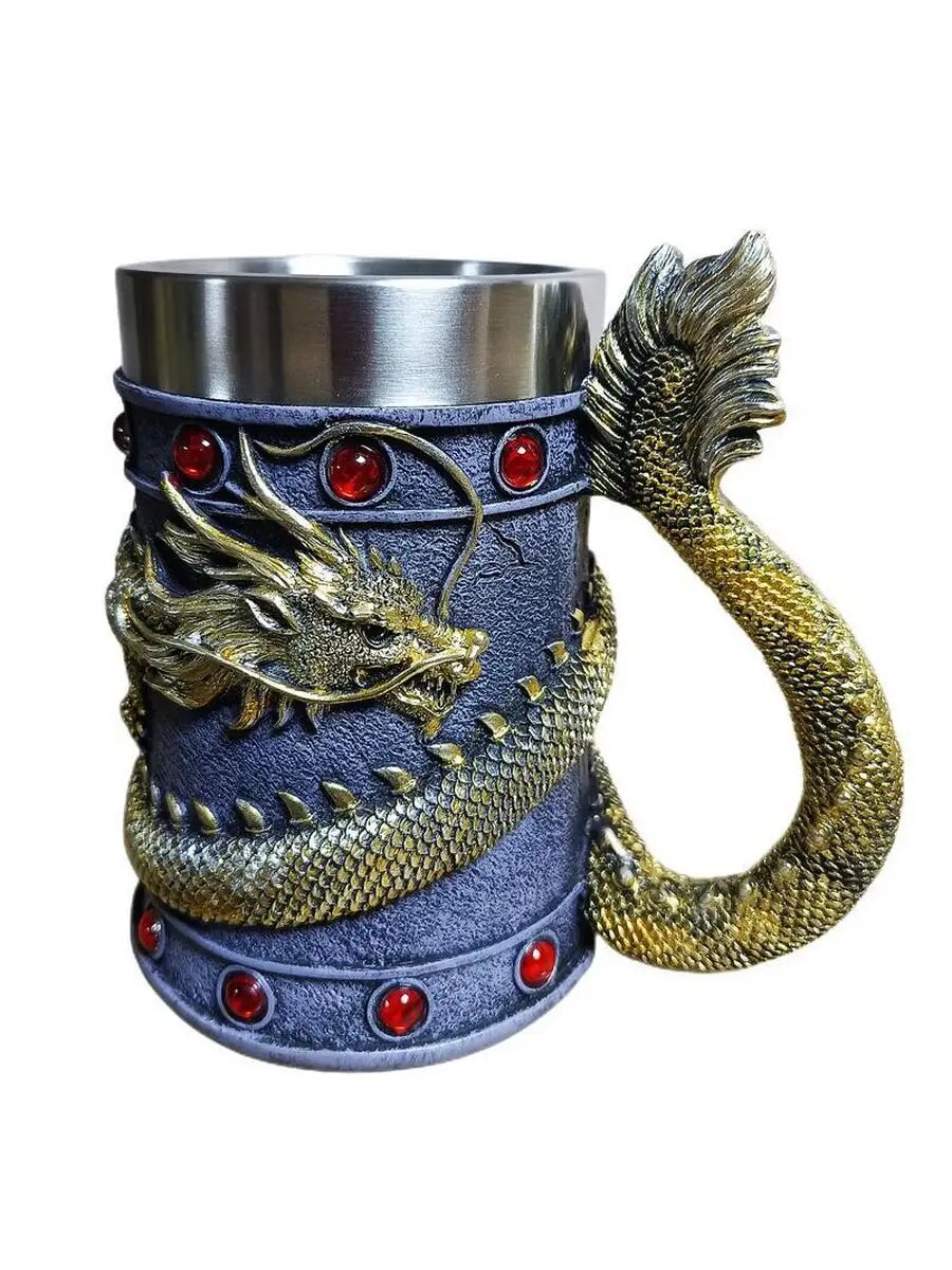 Пивная кружка из стали Дракон