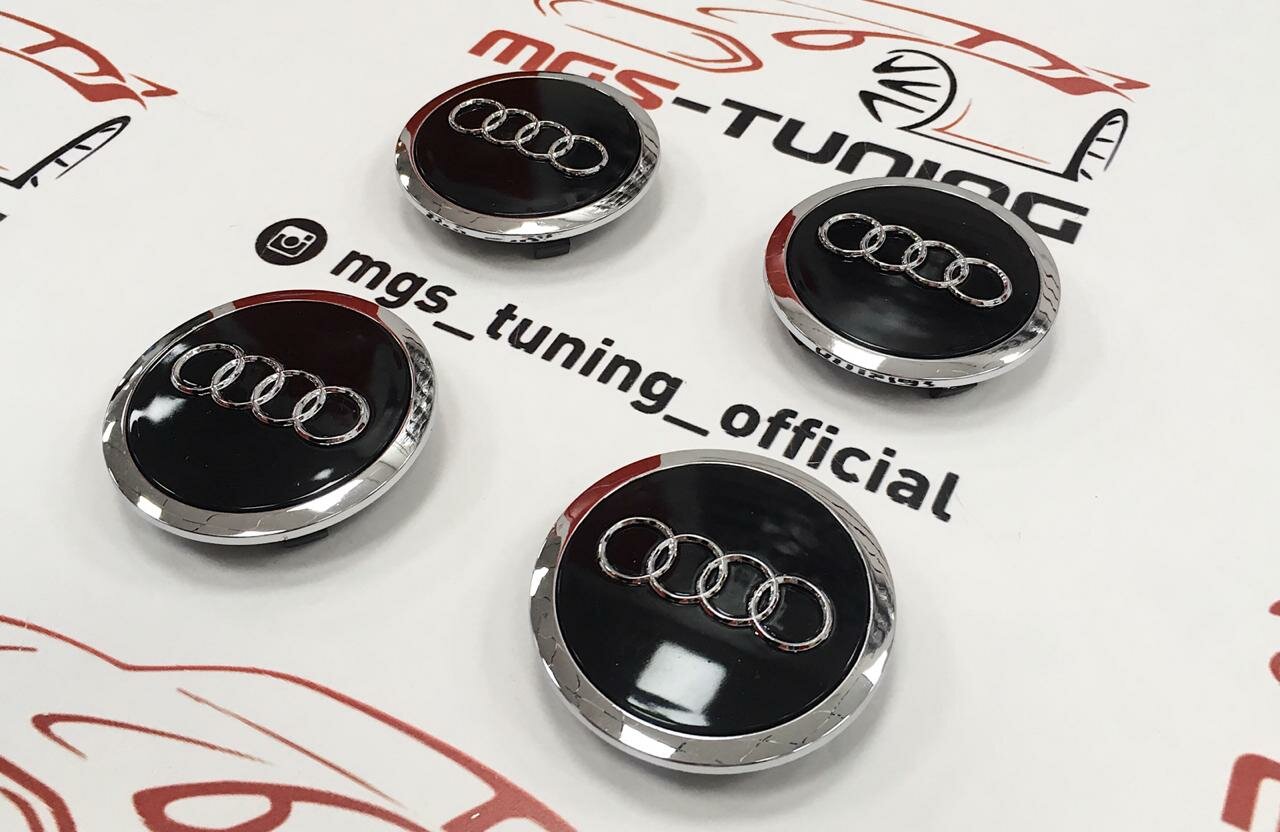 Колпачки Audi 69 мм черные 4 шт.