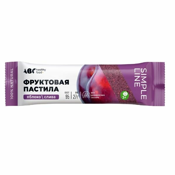 Пастила фруктовая яблоко и слива для детей от 3 лет без сахара ABC Healthy Food 27г