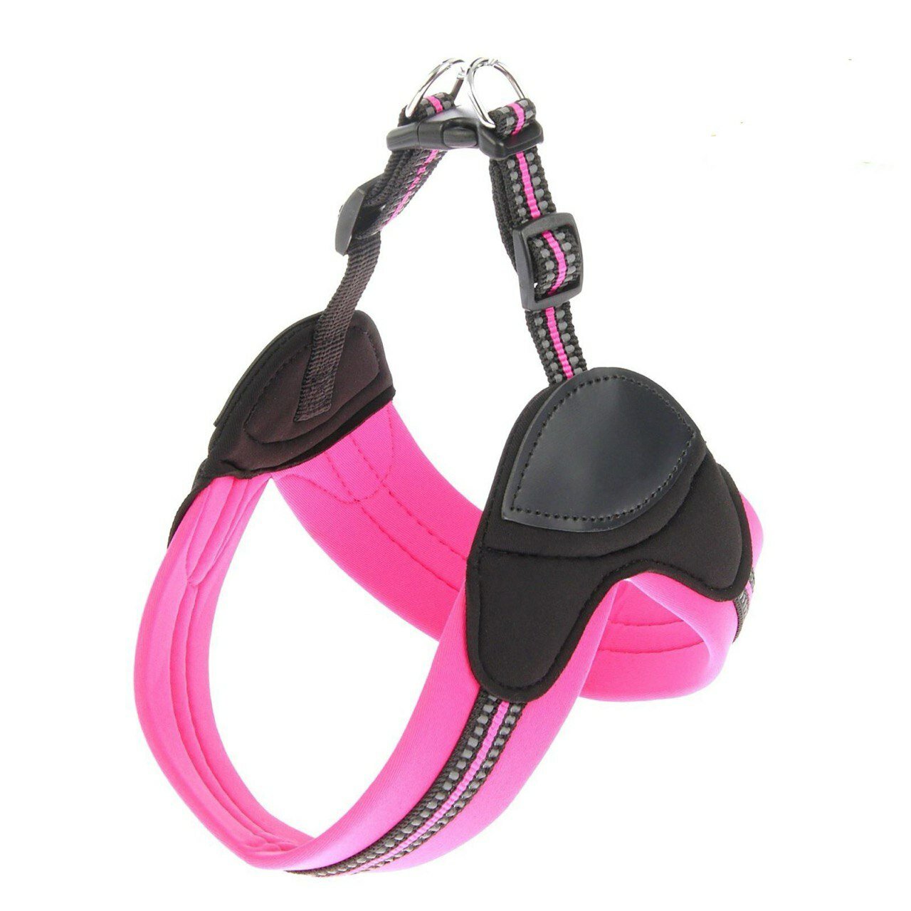 Шлейка супермягкая со светоотражающей прошивкой, обхват 48-54 см, розовая