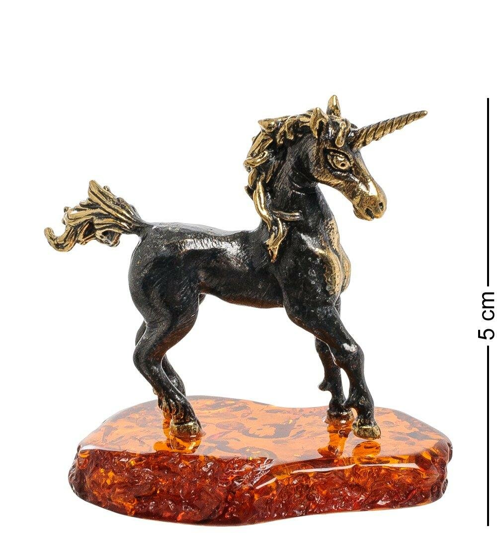 Фигурка Единорог (латунь, янтарь) A2107330 Народные промыслы, бронзовый
