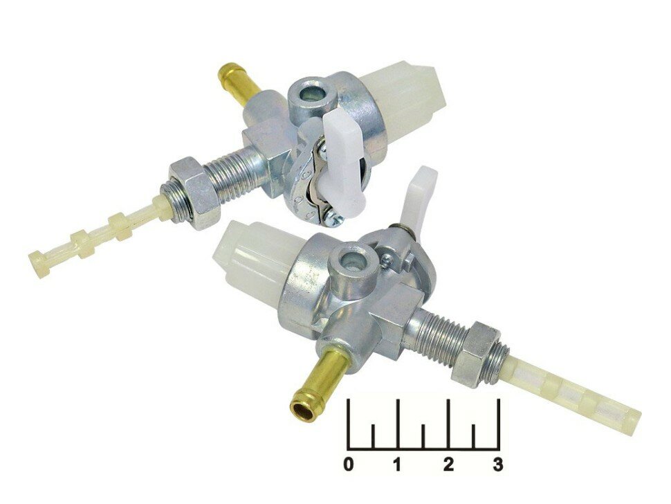 Кран для бака бензогенератора 10мм №010322(M10S) резьба наружная с отстойником
