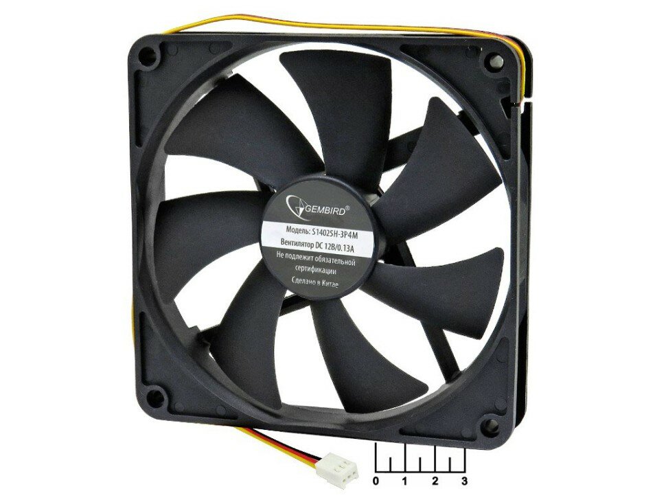Вентилятор 12V 0.13A 140*140*25мм S14025H-3P4M (подшипник) (разъем 3pin)