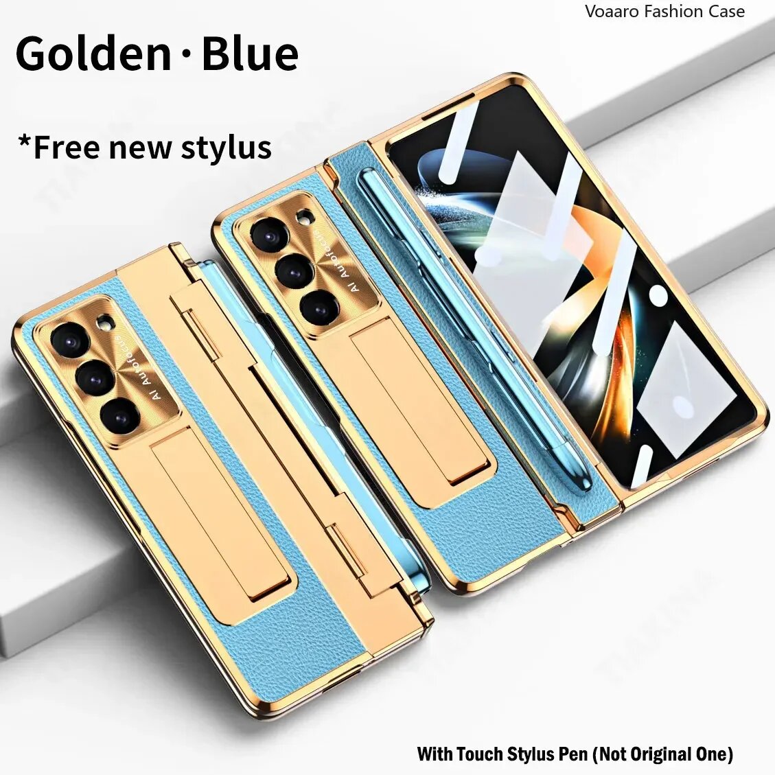 Чехол для Samsung Galaxy Z Fold 6 Golden Blue со стилусом