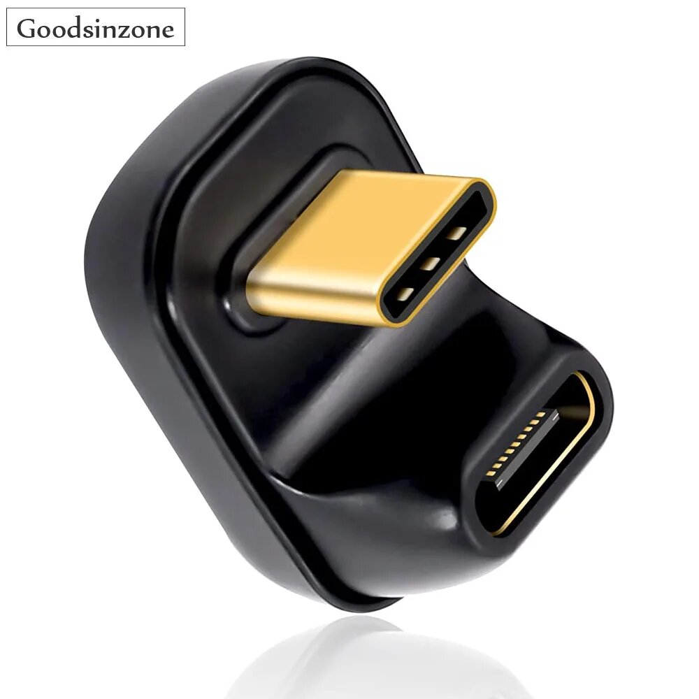 Адаптер USB C 180 градусов (1 упаковка), U-образный адаптер USB C 40 Гбит/с, Переходник USB Type C «Папа-мама» для Thunderbolt 3/4