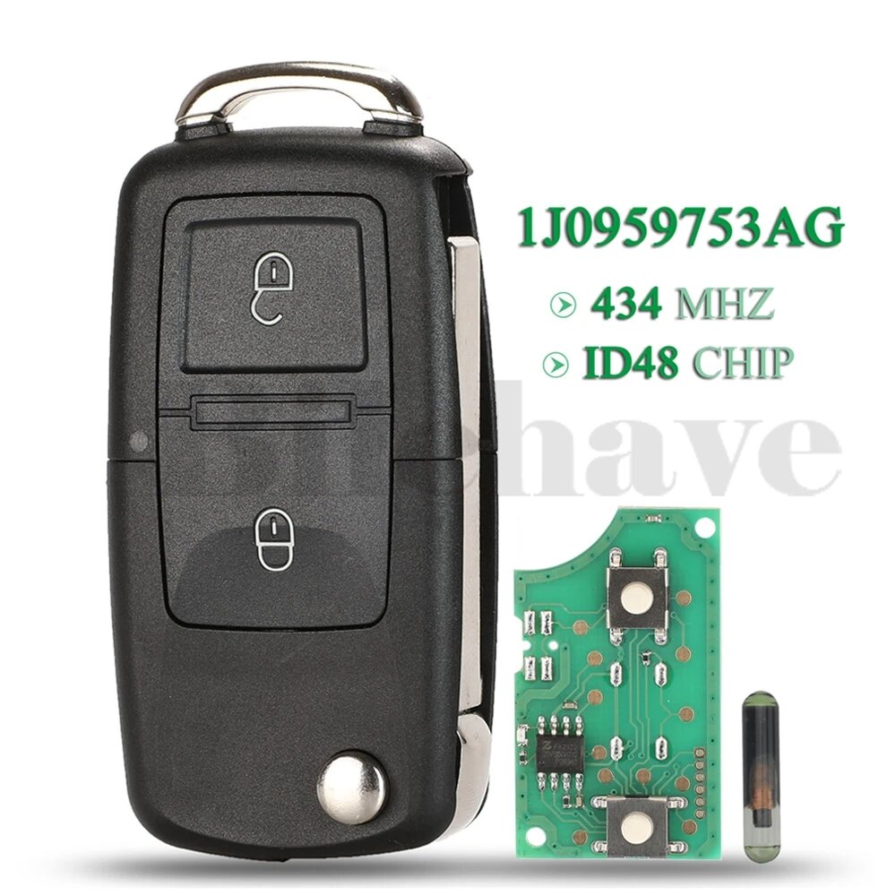 Ключ для VW 1J0959753AG, 434 МГц, ID48, HU66